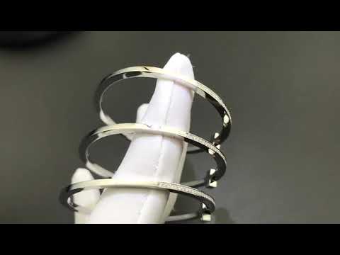 Tiffany T 18k White Gold Diamond Hinged Wire Bangle Bracelet