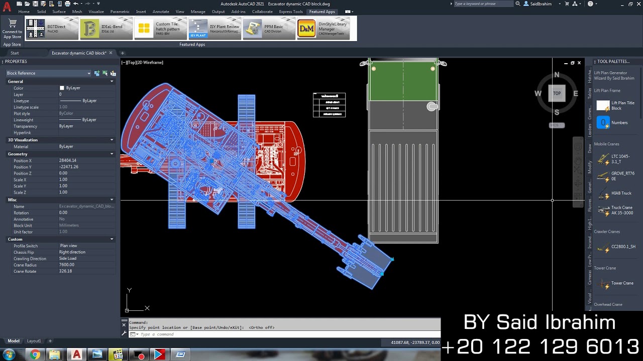 Excavator and dump truck dynamic CAD block
