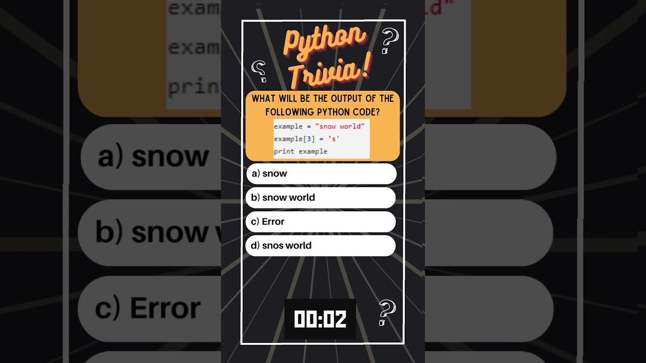 Python Trivia   String 14 #coding #python #techcommunity #shorts #trending #viral #datascience