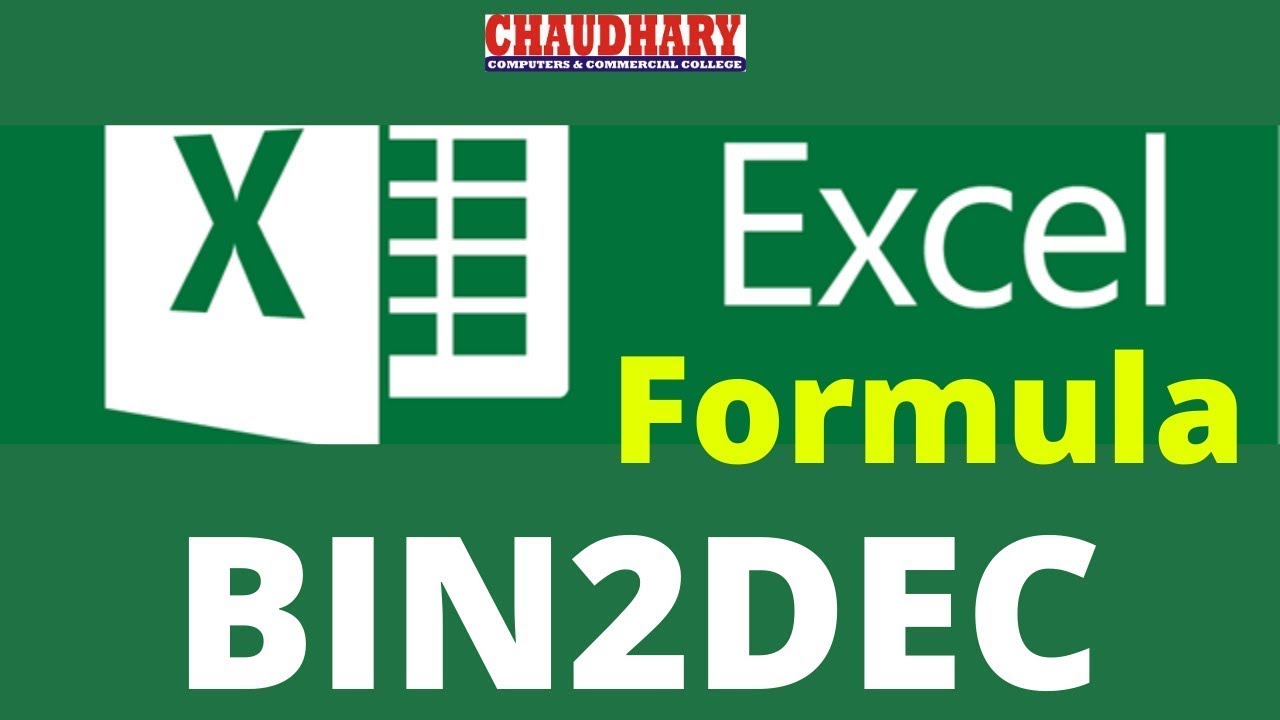 BIN2DEC Formula | Binary to Decimal Formula in Excel | Excel Tips | Chaudhary Computers