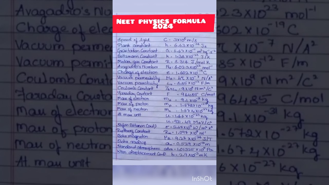 neet physics formula sheet #ytshorts #neet #physics #formula1 #neumericals #notes