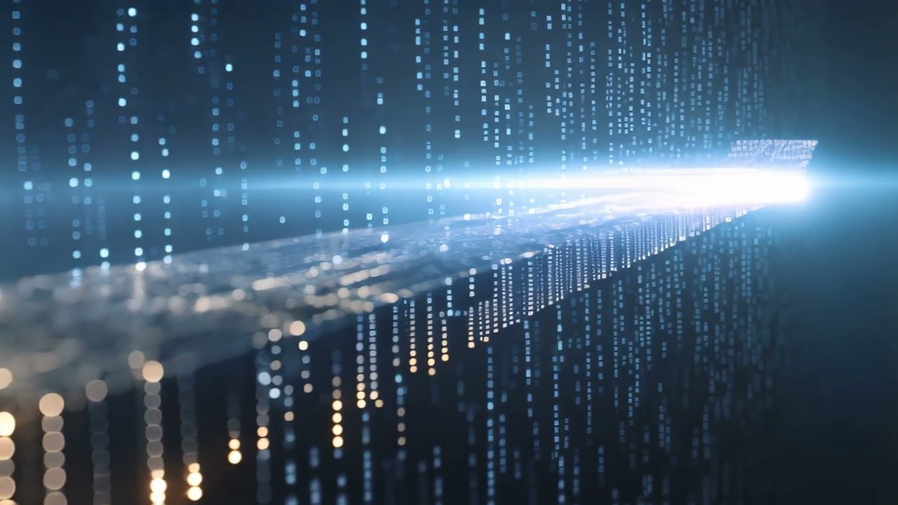 Futuristic technology interface with binary code. 3D Rendering, Abstract digital binary code flowing