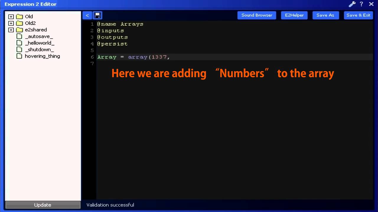Gmod E2 Tutorial - Basic Arrays