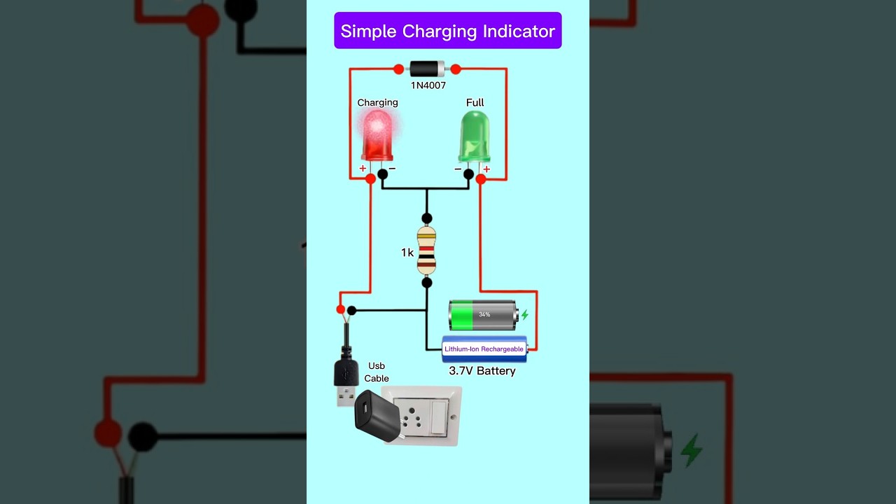 🔋 Simple Battery Charging Indicator 🚨 | Basic Circuit Explain #shorts #battery #circuit