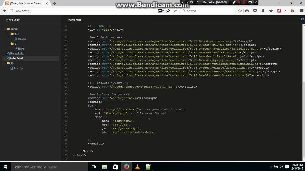 TreeView text editor web based using codemirror
