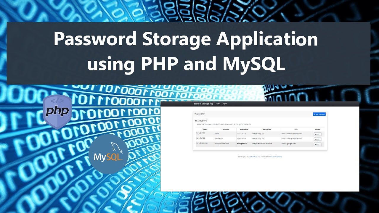 Password Storage Application in PHP and MYSQL Free Download