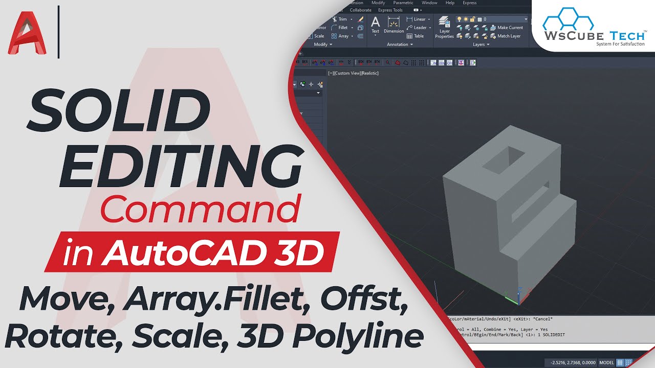 How to Edit Solid in AutoCAD 3D | Solid Editing Command in AutoCAD