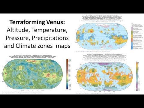 [final] Terraforming Venus maps - altitude, temperature, pressure, precipitations and climate zones