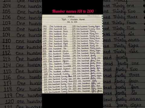 number names 101 to 200 #study # number names #maths