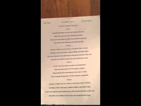 The Early American Songs Song