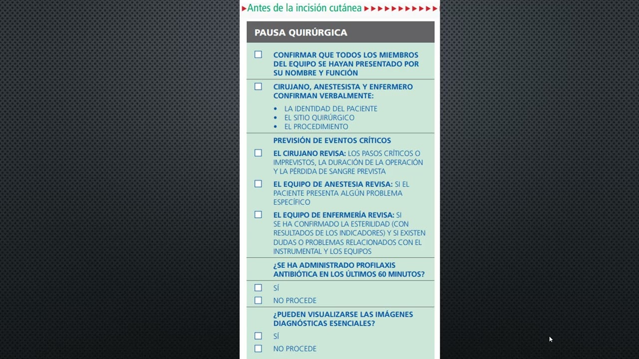 PRE Y POSOPERATORIO check list