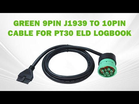 Green 9-Pin J1939 to 10-Pin Cable, solution for PT30 ELD Logbook compliance in heavy-duty trucks!