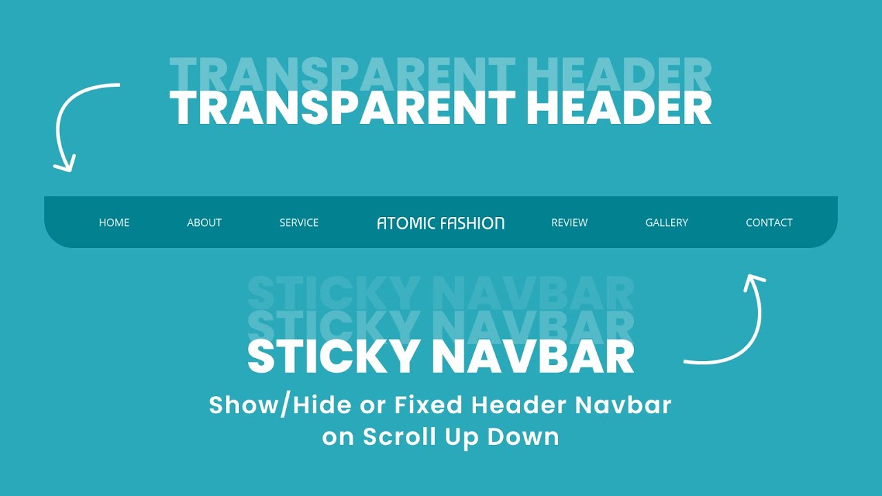 Sticky Navbar on Scroll Up Down Pure JAVASCRIPT | Transparent Header Navbar Show Hide on Scroll