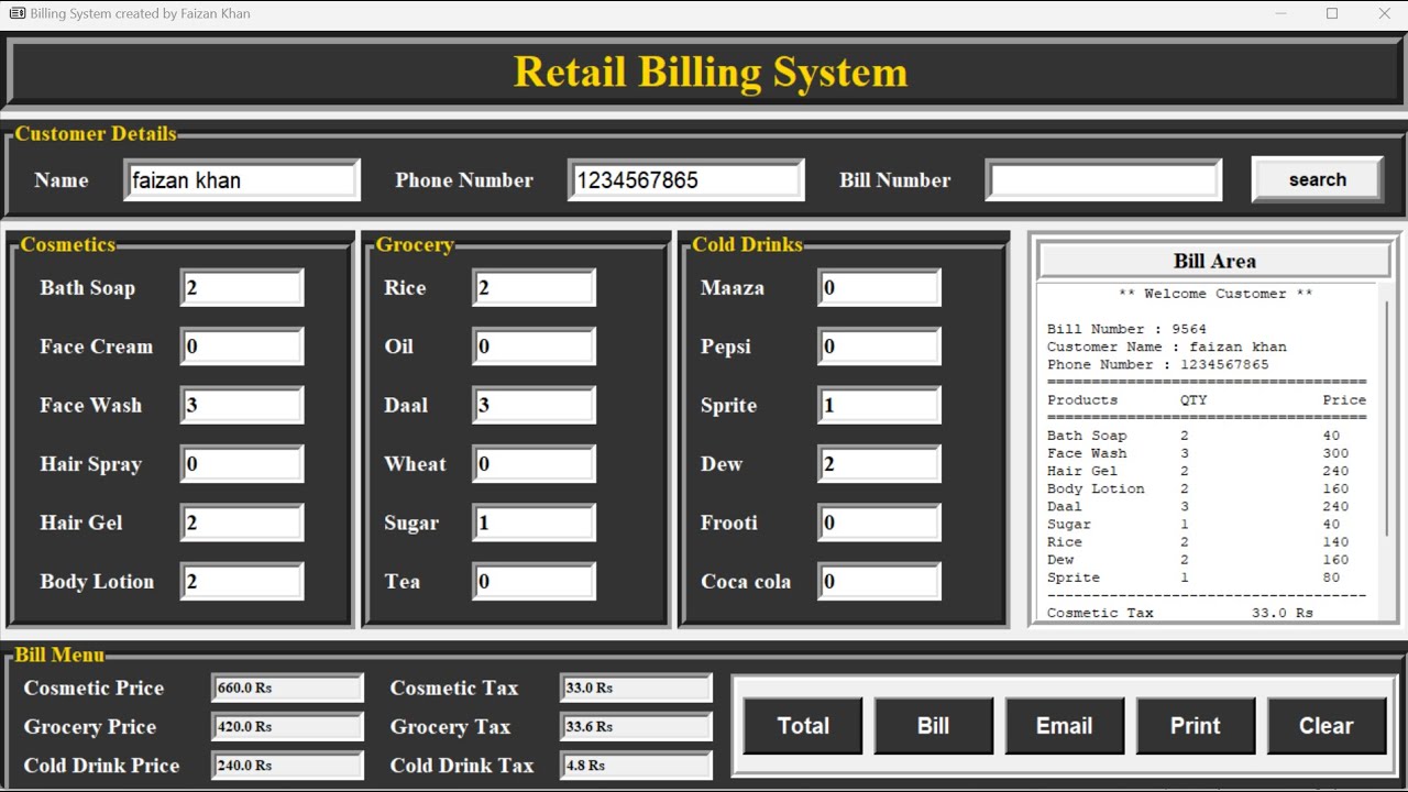 1.Build a Retail Billing System using Python Tkinter GUI - Step-by-Step Tutorial