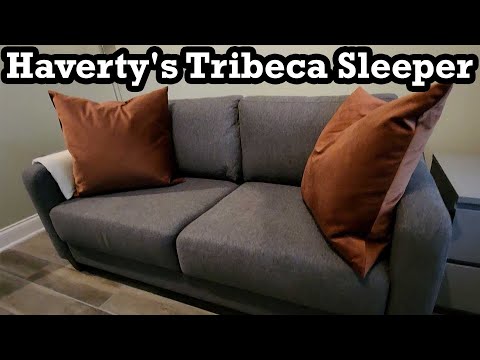 Haverty's Tribeca Sleeper Sofa Couch Queen Anthracite Unboxing Review First Impression Setup