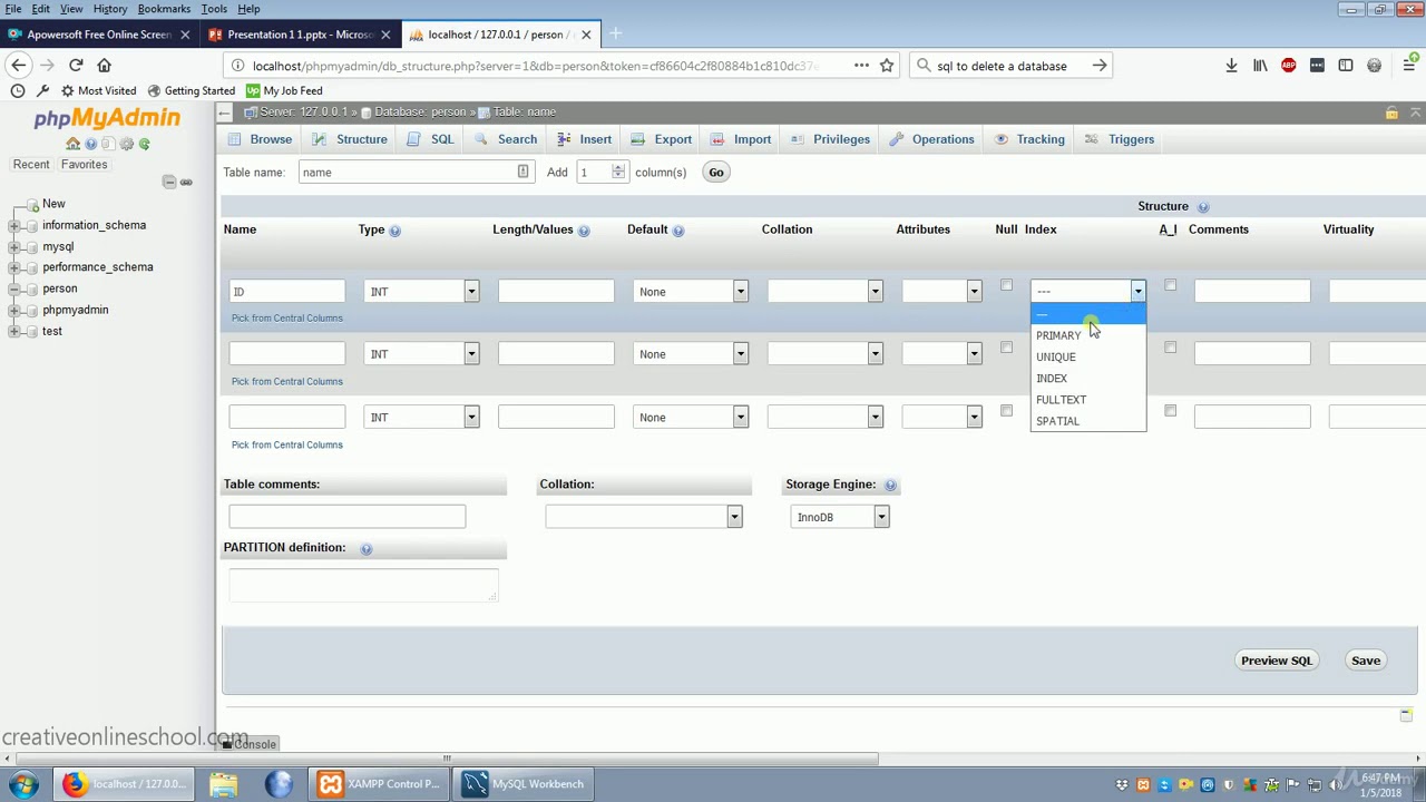 Ethical hacking || 7. Creating Database & Table through PHPMyAdmin