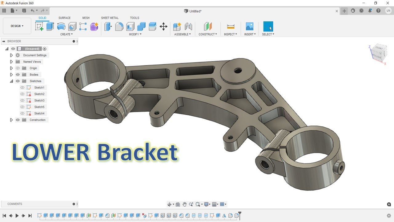 Fusion 360 Tutorial #63 | 3D Model LOWER Bracket Basic Beginners
