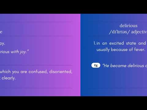delirious word meaning and example.