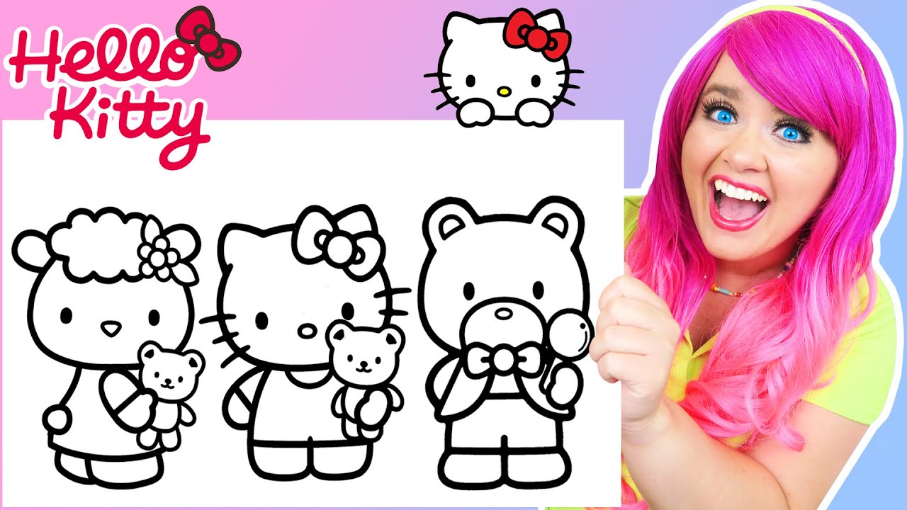 Coloring Hello Kitty & Friends Coloring Pages | Prismacolor Paint Markers & Crayola Crayons
