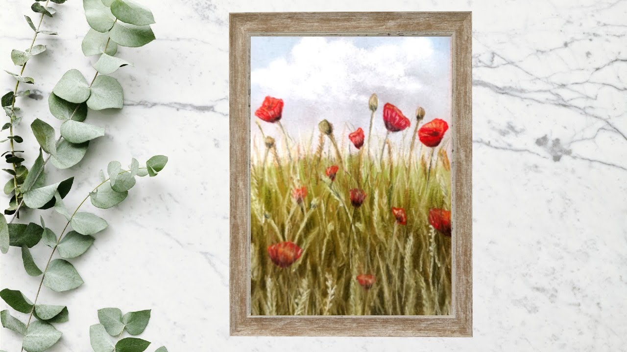 ➤ SOFT PASTEL + PASTEL PENCIL POPPY FIELD | Easy drawing Tutorial STEP BY STEP