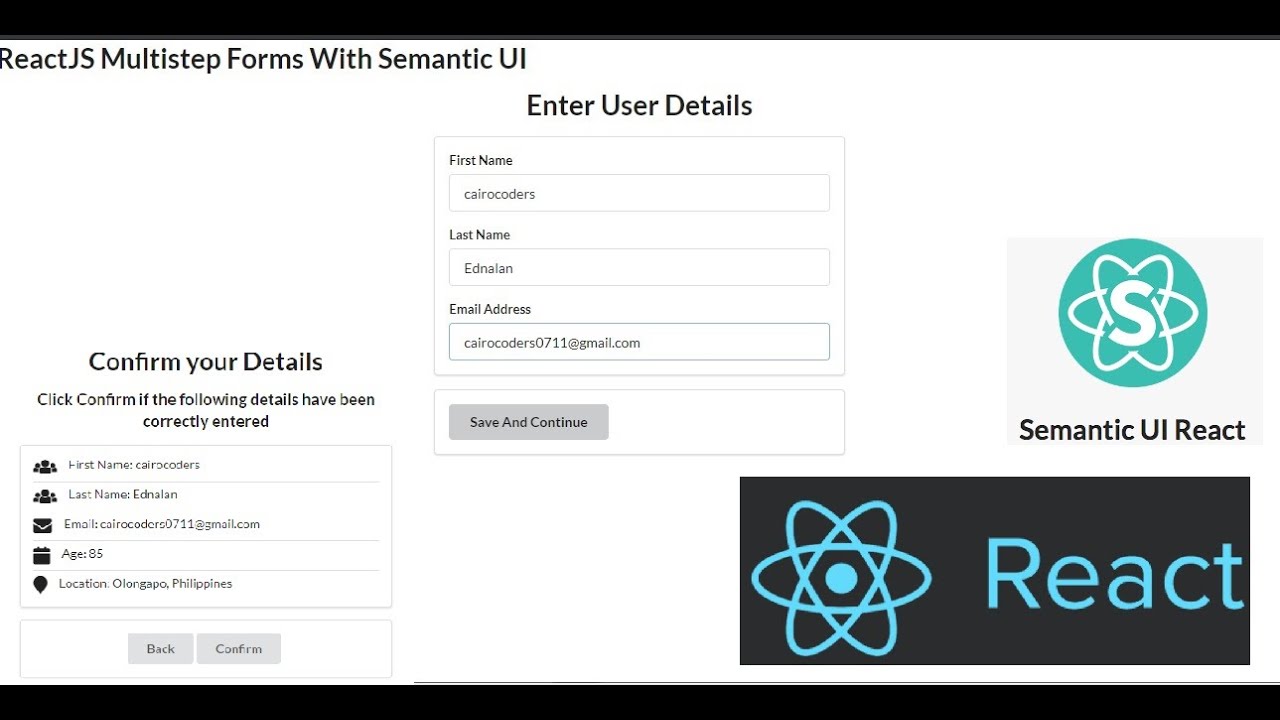 ReactJS Multistep Forms With Semantic UI