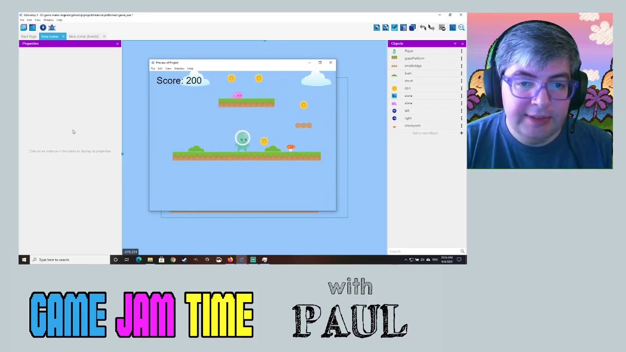 Make games easily with GDevelop, a free and open-source engine! | Game Jam Time