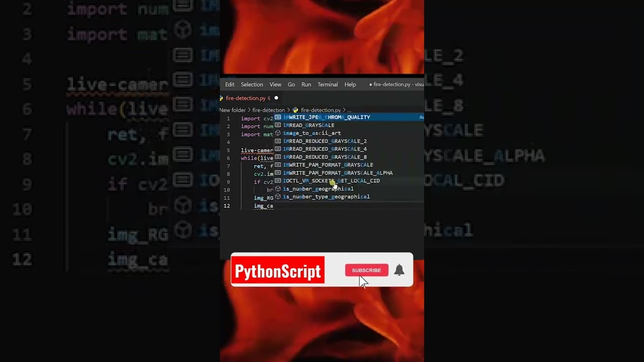 Fire Detection using OpenCV | Python Programming Tutorial | OpenCV Example #MakeForIndia #shorts
