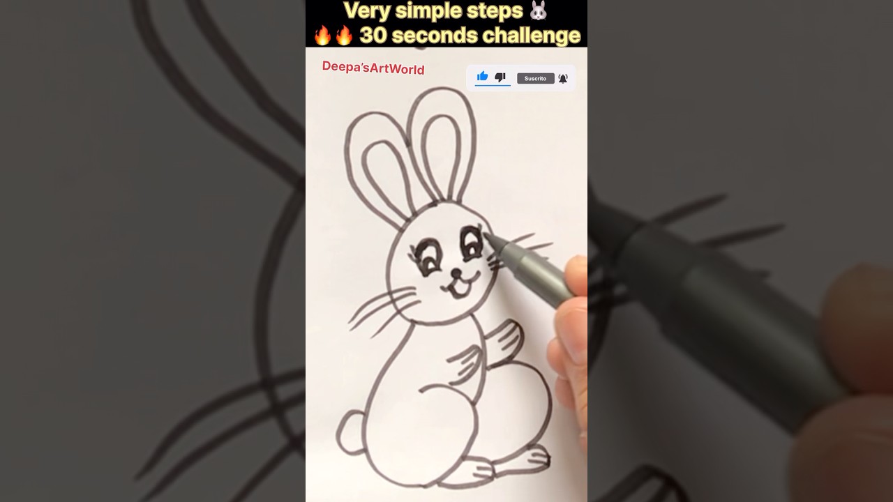 30-Second Bunny Drawing Challenge 🐰✏️ | Can You Beat This? #Shorts #DrawingChallenge