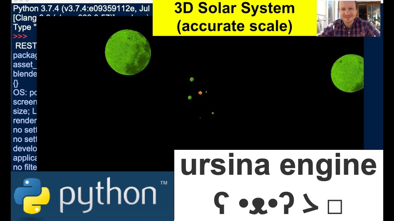 Python tutorial: accurate scale 3D Solar System - part 4