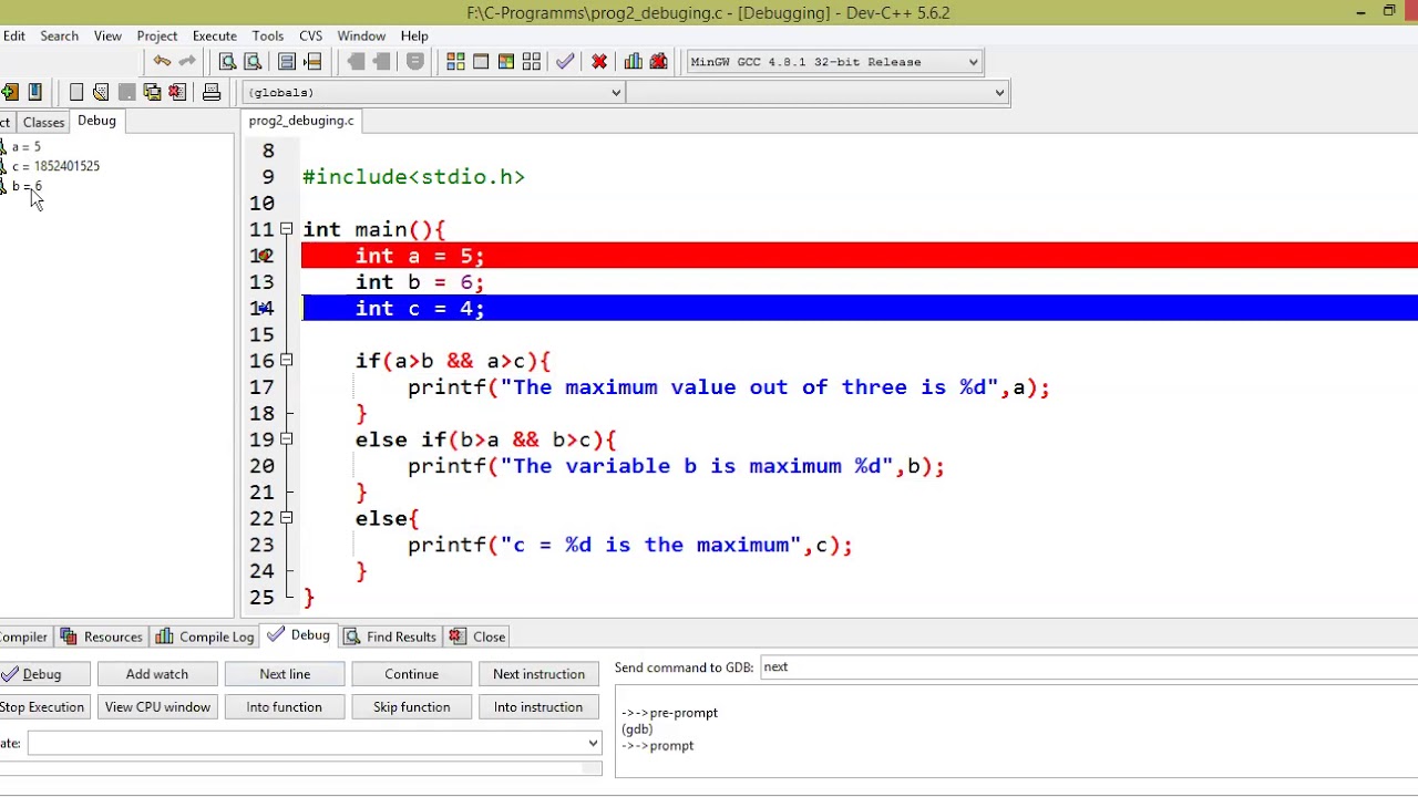 2. Debugging with Dev C++ IDE
