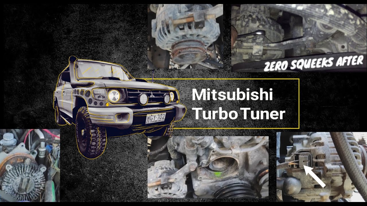 HOW TO: ALTERNATOR ADJUSTMENT V BELT ADJUST BELTS WITH PROPER TENSION. MITSUBISHI PAJERO 4M40 4D56