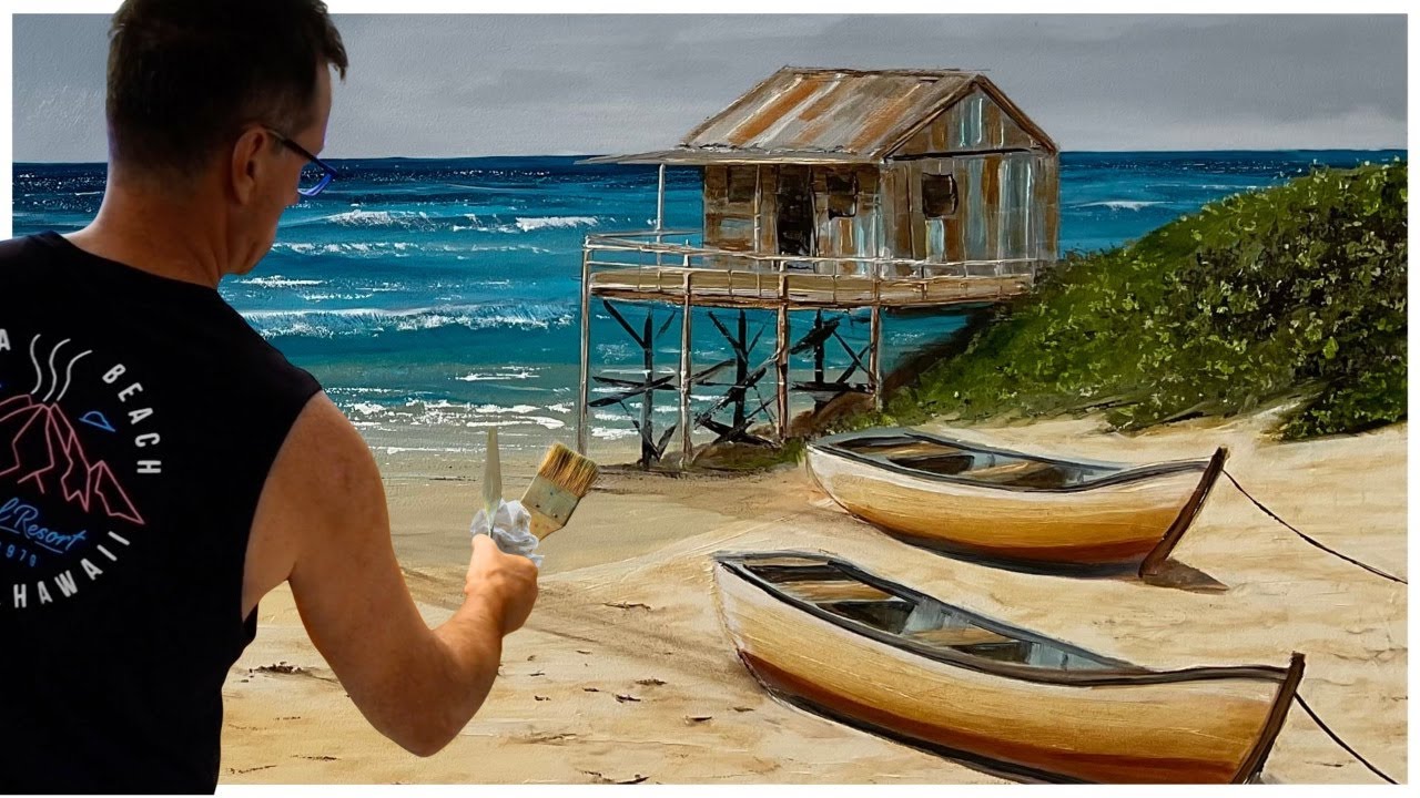 This Palette Knife & Paper Towel Trick Makes Seascape Oil Painting Effortlessly Easy for Beginners