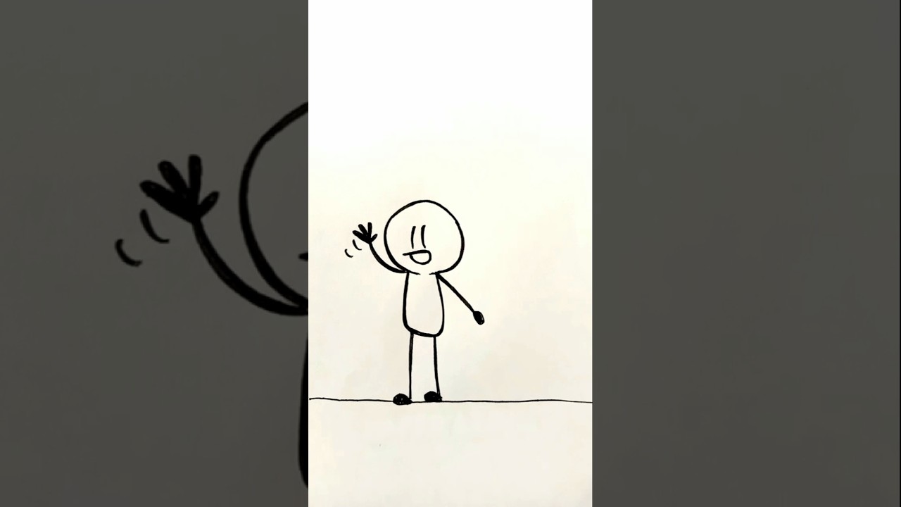 CARTOON OF STICKMAN WAVING 👋 HAND ll EASY DRAWING ll#adityaartacademy #viralshort #shorts