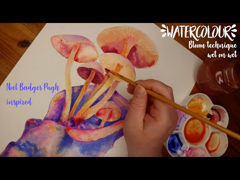 Watercolour - wet on wet bloom - Noel Badges Pugh inspired