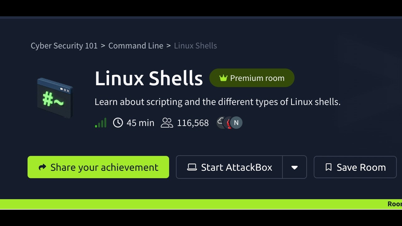 Linux Shell, Cybersecurity 101 Tryhackme #day1