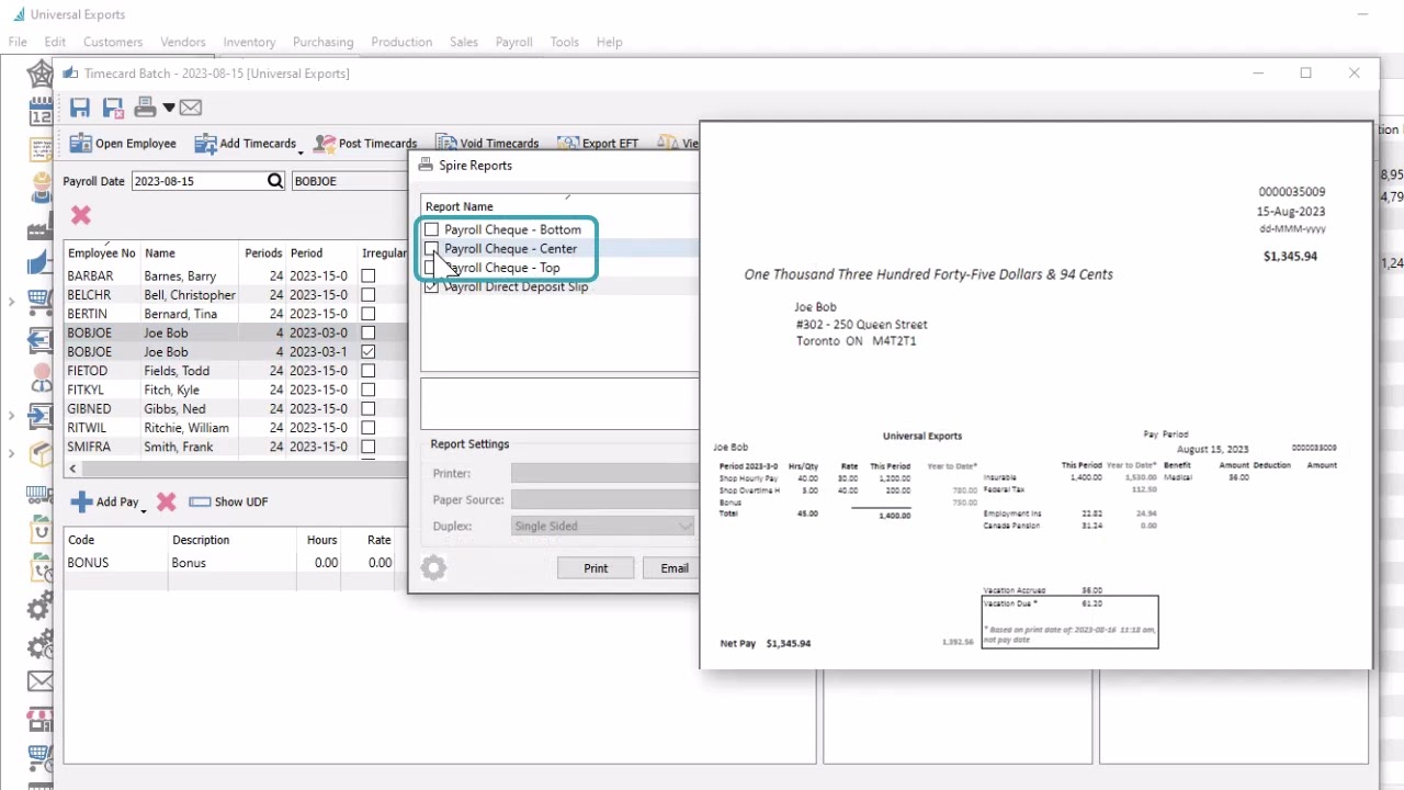 Spire Timecard Processing