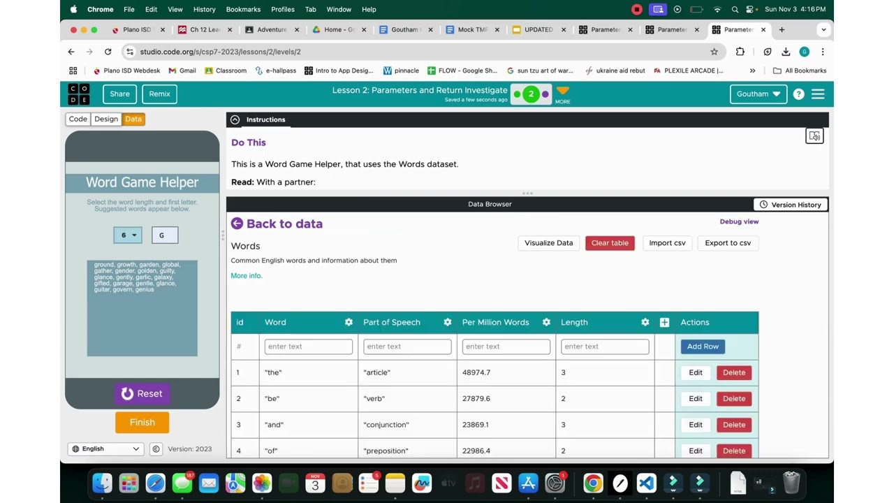 Unit 7: Lesson 1 & 2 (Parameters - Return Explore & Investigate) - AP Computer Science Principles
