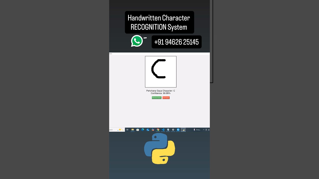 Handwritten Character Recognition System #python #pythonproject #shorts