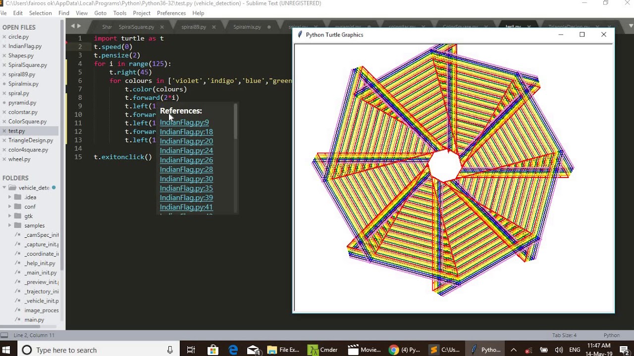 Python Turtle Graphics Rainbow Triangle Design 4