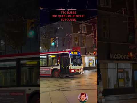 Trio of TTC Buses Turning. Routes 301 Queen Blue Night & 501 Queen. #ttcbuses