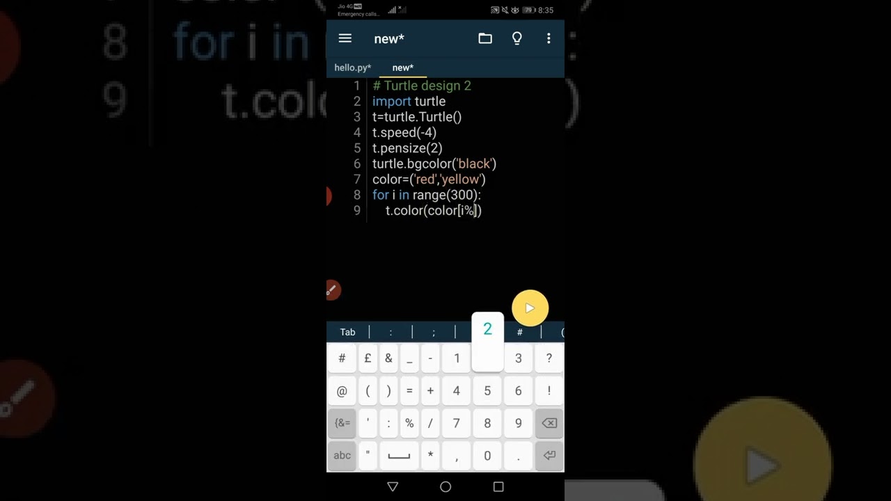 Python code | Beautiful design usind python | Pydroid 3 App