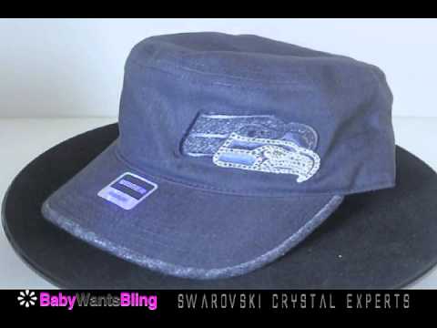 Seattle Seahawks Swarovski Crystal Bling Rhinestone Womens Cadet Cap Hat