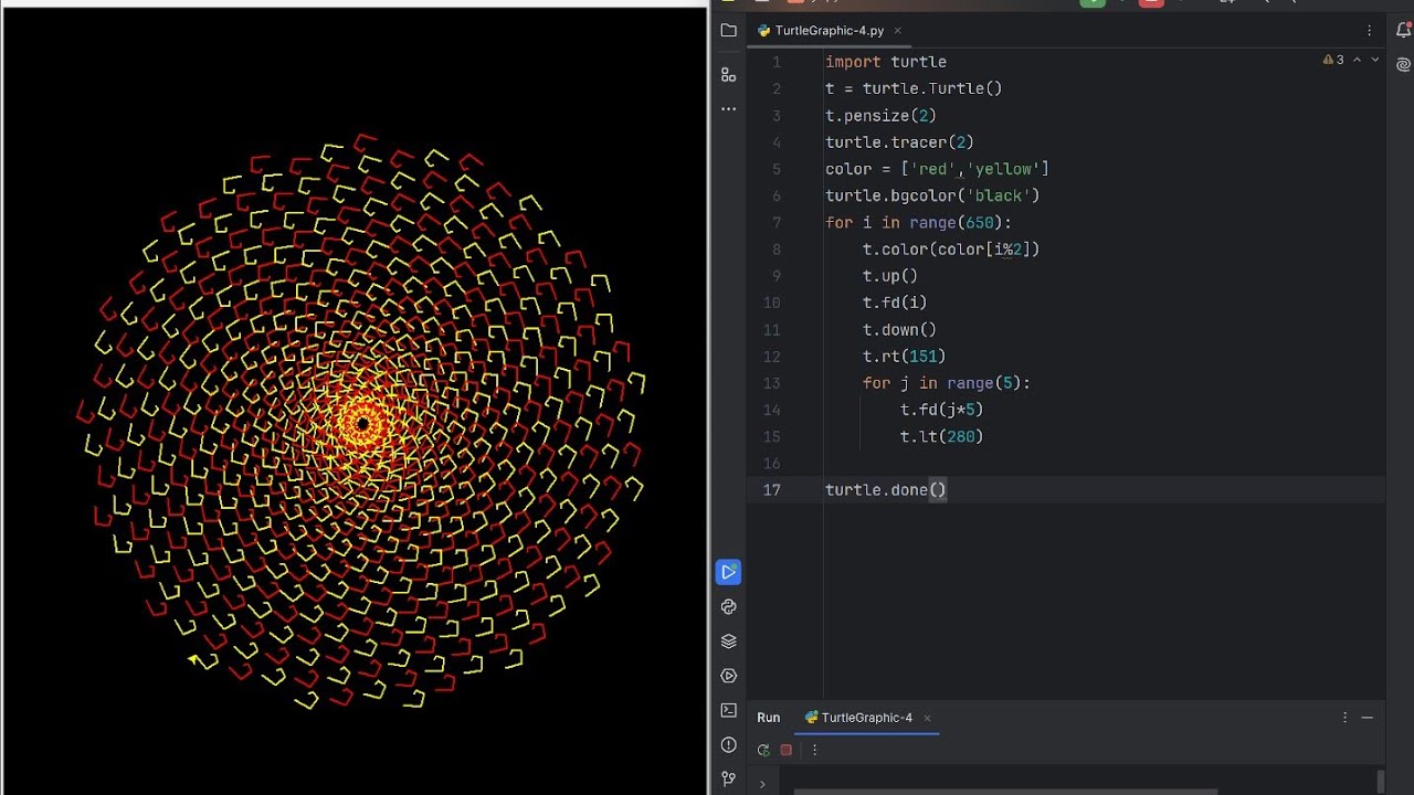 Rainbow Spiral Design Using Python Turtle | ASMR - No Talking