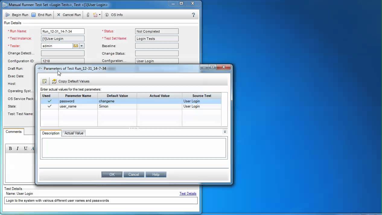 Using Test Parameters with Quality Center