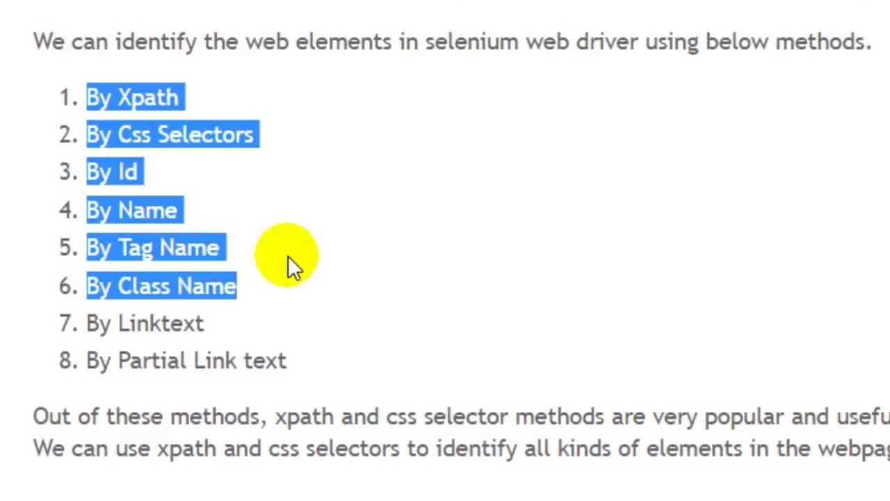 Element identification methods in Appium