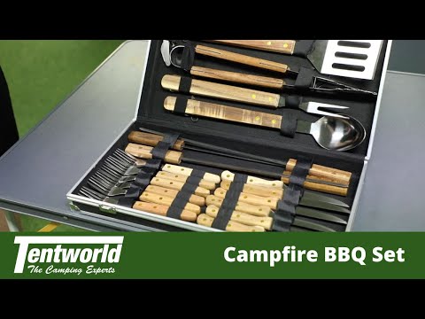 Campfire BBQ Tool & Cutlery Set - HUGE 22 Pieces includes Forks, Steak Knives, Skewers & more!