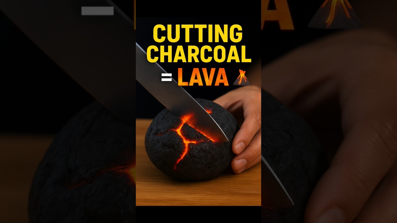 🔥 Cutting Charcoal Rock 🌋 #ASMR #OddlySatisfying #Lava #ASMR #OddlySatisfying #CharcoalCutting