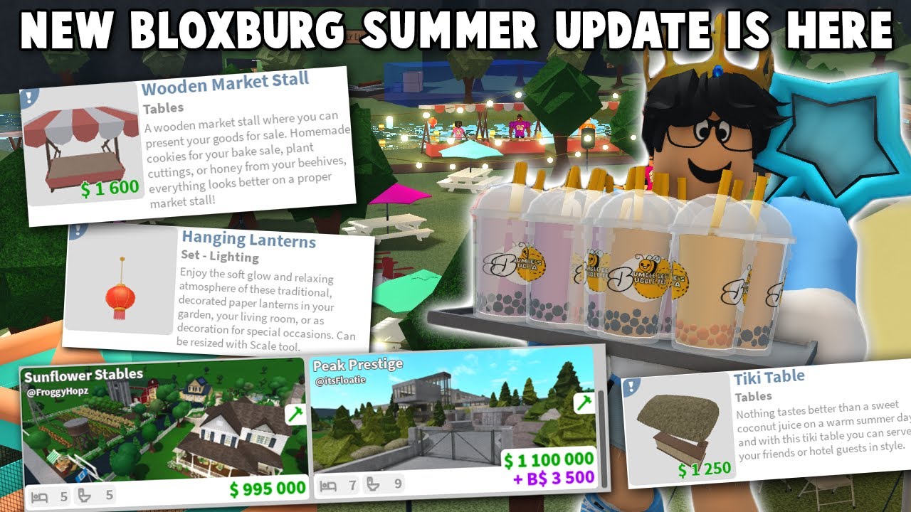 NEW BLOXBURG SUMMER UPDATE IS HERE... NEW FOODS, PREBUILT HOUSES, FURNITURE AND MORE!