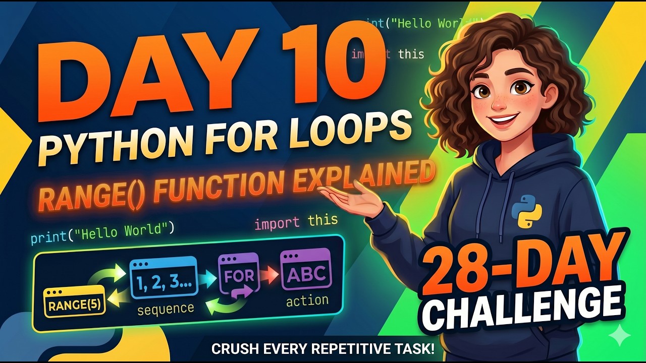 Python For Loops & Range() Function Explained (Day 10)