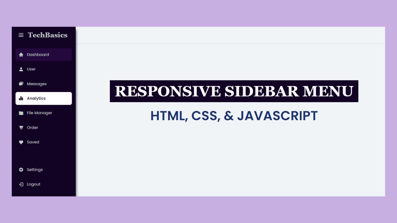 Sidebar Menu in HTML CSS & JavaScript | Responsive Side Navigation Bar | Responsive Website